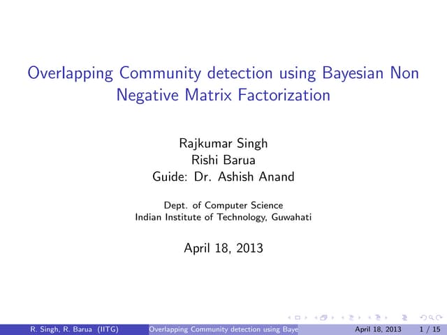 Overlapping Community Detection Using Bayesian Nmf Ppt
