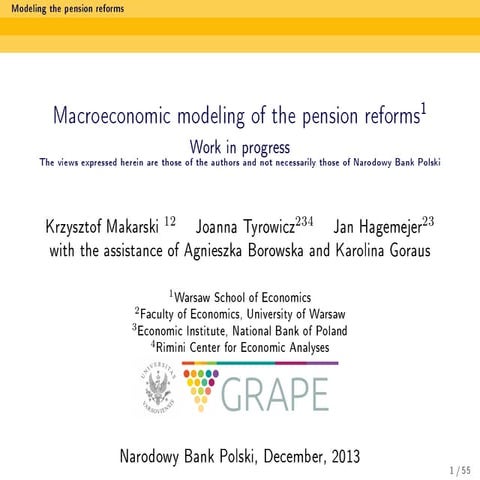 Macroeconomic modeling of the pension reforms | PPT