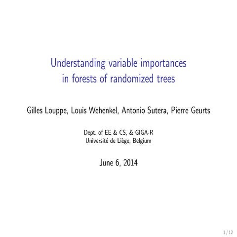 Understanding variable importances in forests of randomized trees | PDF