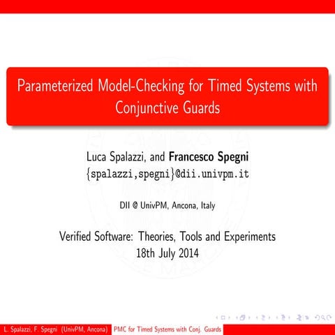 Parameterized Model Checking for Timed Systems with Conjunctive Guards | PPT