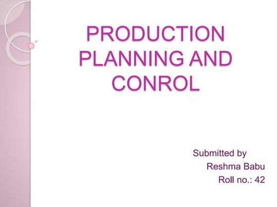 Production planning | PPT
