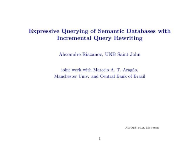 Expressive Querying Of Semantic Databases With Incremental Query