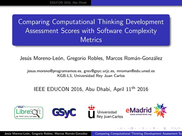 Educon16 Comparing Computational Thinking Development Assessment Scores With Software