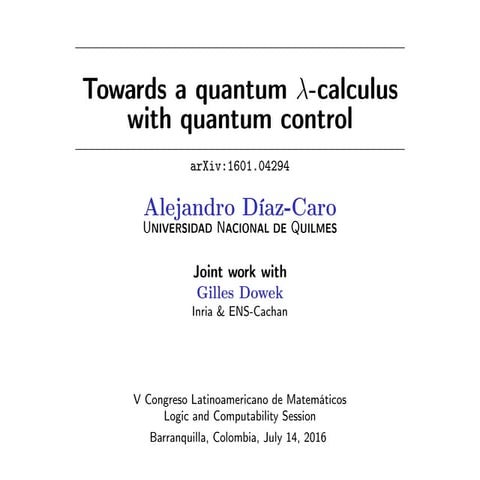 Towards a quantum lambda-calculus with quantum control | PDF