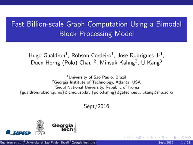 Fast Billion Scale Graph Computation Using A Bimodal Block Processing Model Ppt
