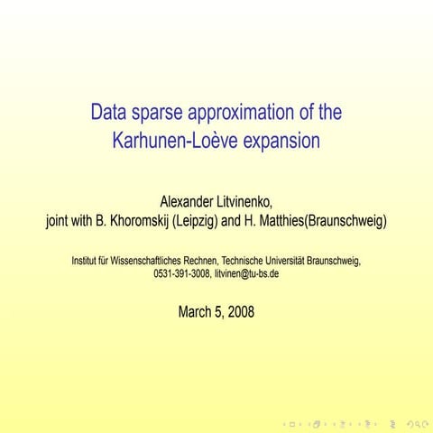 Data sparse approximation of Karhunen-Loeve Expansion | PDF