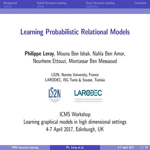 Learning Probabilistic Relational Models | PPT