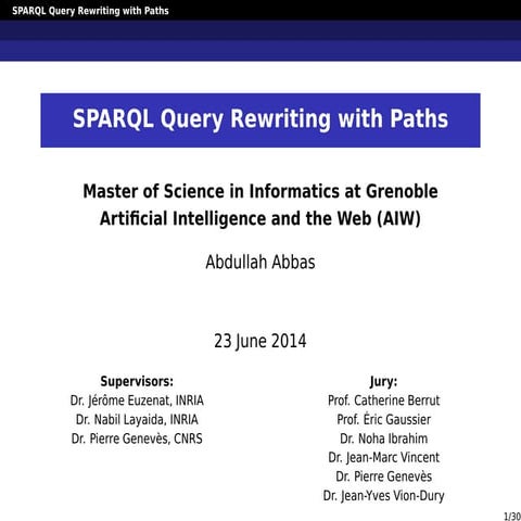 Master Thesis Sparql Query Rewriting With Paths Ppt