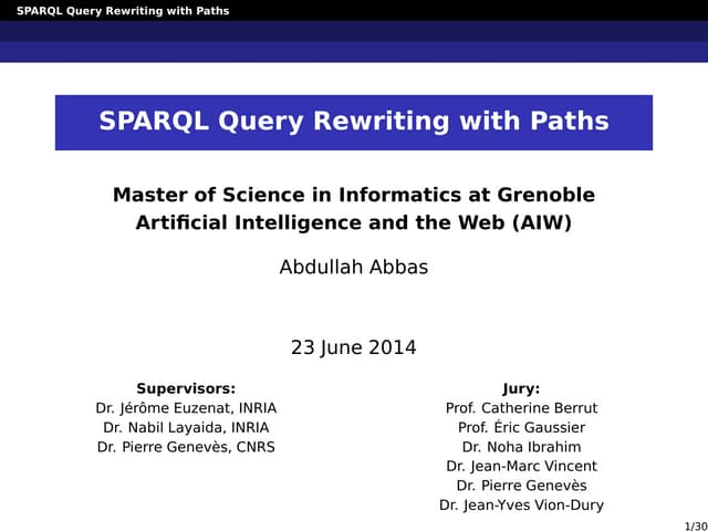 Master Thesis Sparql Query Rewriting With Paths Ppt