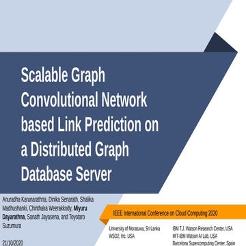 Scalable Graph Convolutional Network Based Link Prediction On A Distributed Graph Database 