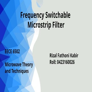 Microstrip Filter and various techniques | PPTX