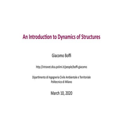 An Introduction to Dynamics of Structures | PDF
