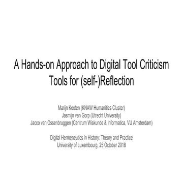 A hands-on approach to digital tool criticism: Tools for (self ...