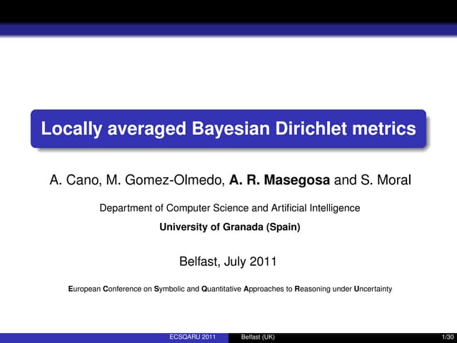 Locally Averaged Bayesian Dirichlet Metrics Ppt
