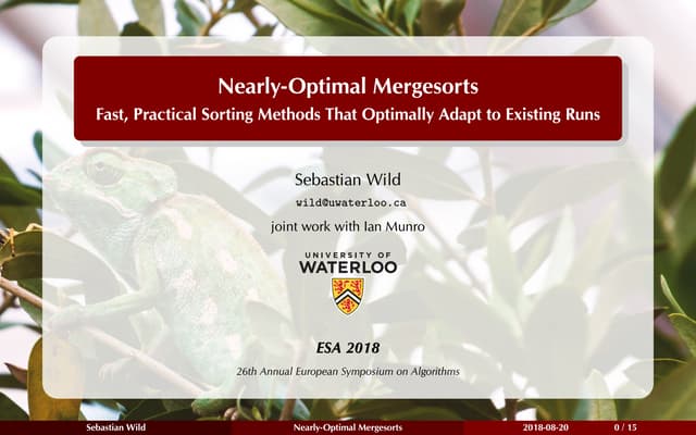 Nearly Optimal Mergesort Fast Practical Sorting Methods That Optimally Adapt To Existing Runs