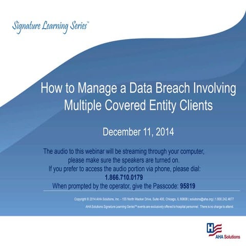 How to Manage a Data Breach Involving Multiple Covered Entity Clients | PDF | Web Conferencing ...