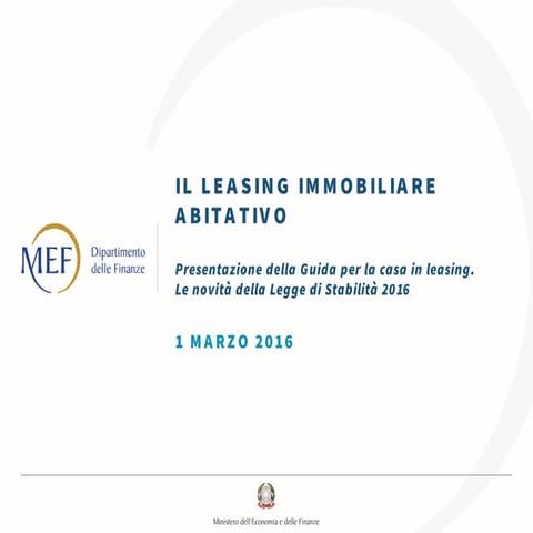 Leasing Finanziario Abitativo Presentazione | PPT