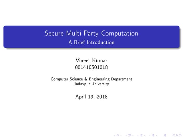 Introduction to Multi Party Computation | PDF Introduction to Multi Party Computation | PDF