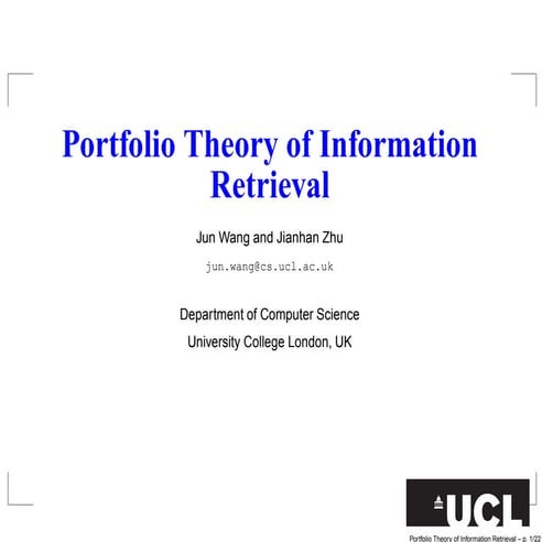 Portfolio Theory of Information Retrieval | PDF
