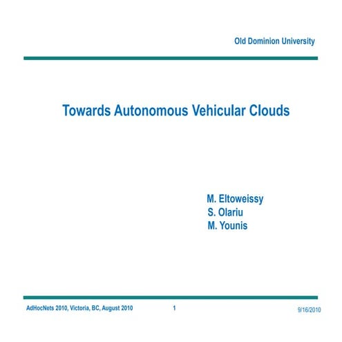 Towards Autonomous Vehicular Clouds | PDF