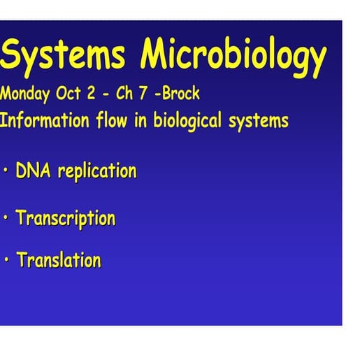 Systems Microbiology | PPT