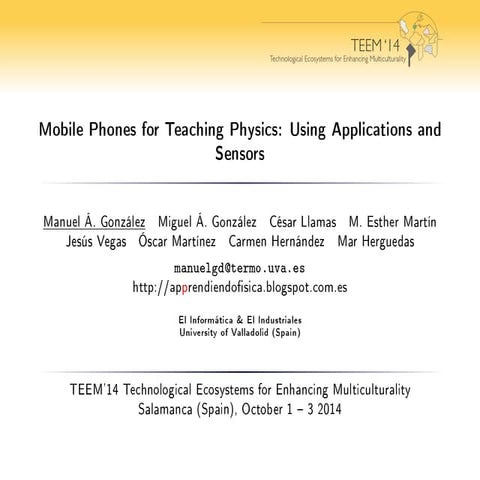 Mobile Phones for Teaching Physics: Using Applications and Sensors | PDF