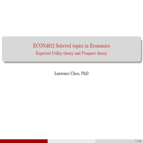 Slides 9 Expected Utility Theory And Prospect Theory Pdf
