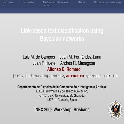 Link Based Document Classification Using Bayesian Networks Pdf Computer Networking Computing