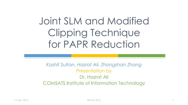 Joint Slm And Modified Clipping Technique For Papr Reduction Pdf