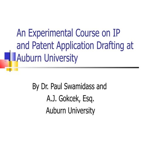 An Experimental Course On Ip And Patent Application | PPT | Business ...