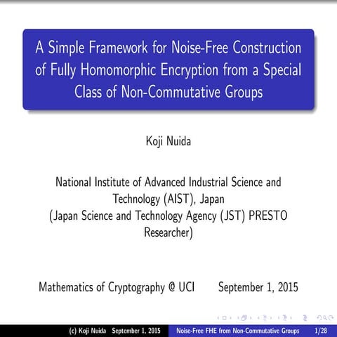 [Slides] A simple framework for noise-free construction of fully ...