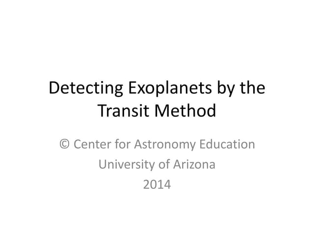 Detection_Transit method of exoplanets .. | PPTX