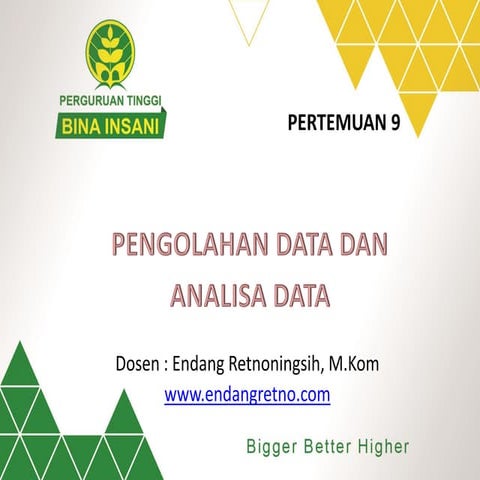 Pertemuan 9 Pengolahan Data dan Analisis Data | PDF