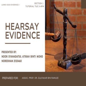 EVIDENCE LAW Hearsay evidence presentation | PDF