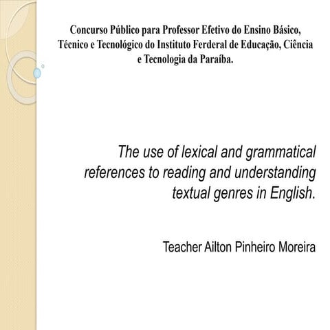 The use of lexical and grammatical references to reading and ...