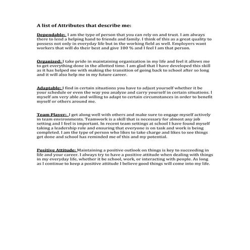 Attributes that describe me | DOCX