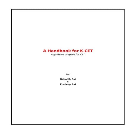 A Hand Book For K-CET | PDF
