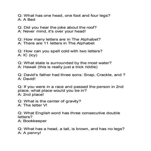 Riddles that will make your belly pain | DOCX