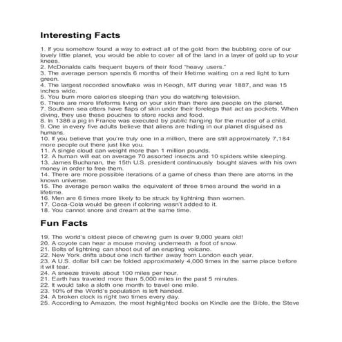 500 interesting facts | PDF