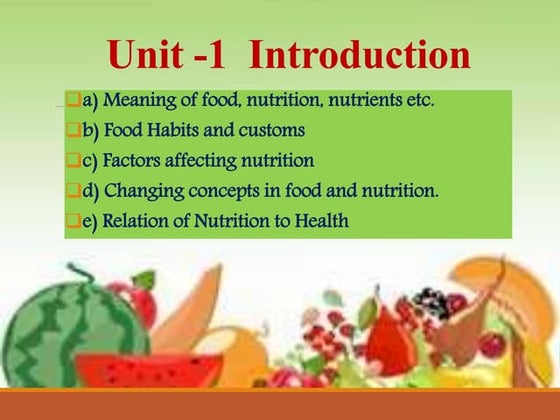 Basic concepts of food and nutrition | PPT