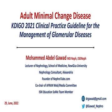 Membranous Nephropathy (KDIGO 2021 Guidelines) - Dr. Gawad | PDF