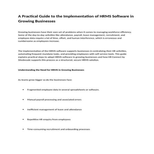 A Practical Guide to the Implementation of HRMS Software in Growing ...