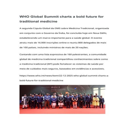 WHO Global Summit charts a bold future for traditional medicine | DOCX