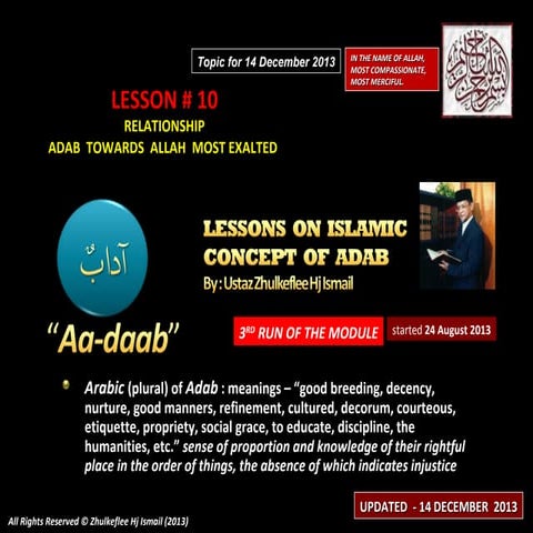 Slideshare (adab-2013)lesson#-10-adab-towards-allah-most-exalted-qur'an ...