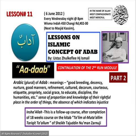 [Slideshare] adab-lesson#11-(adab-in-working-life)-6-june-2012 | PPT