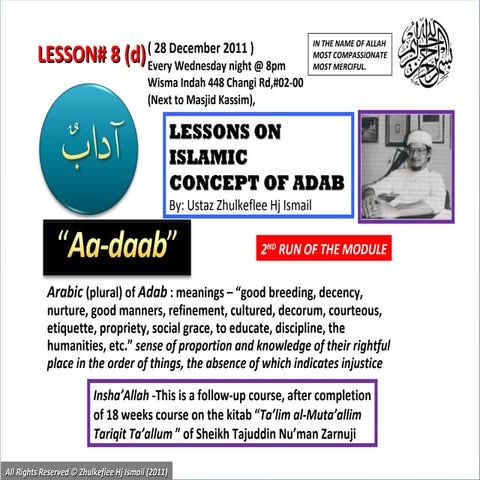 [Slideshare] (adab)lesson#8[d]-adab-towards-our-prophet-28 dec2011] | PPT