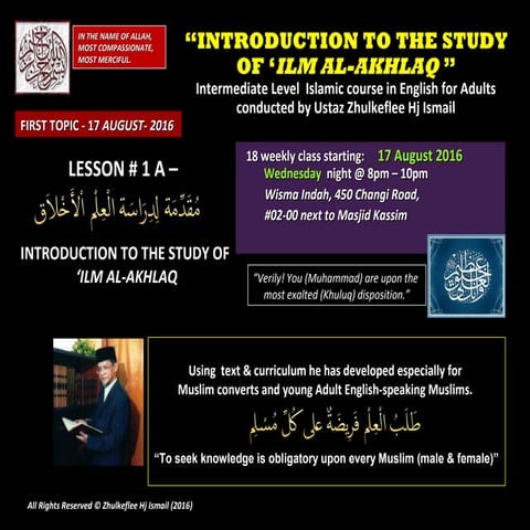 [Slideshare] akhlaq-batch#5-(aug-2016-intake) -introdn #1 a -(17-august ...