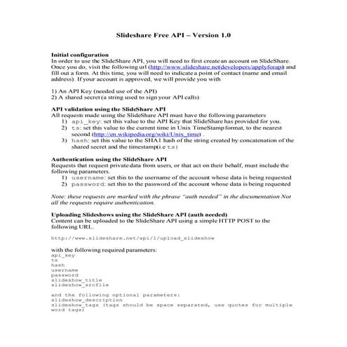 Slideshare Api Doc | PDF