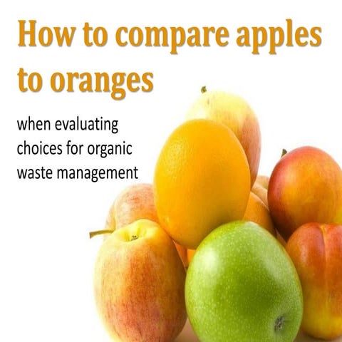 Apples and oranges: comparing waste management technologies | PDF