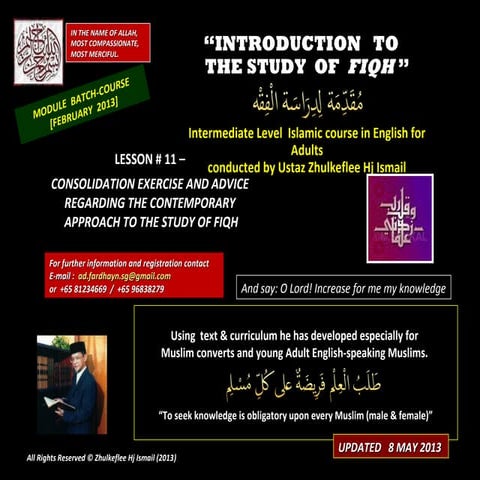 [Slideshare] fiqh-course-lesson-#11-(feb-2013-batch)-advice-regarding ...